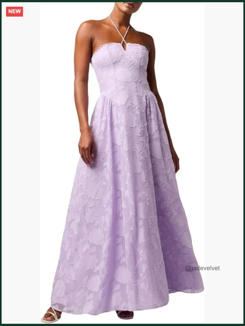 Dresses | Lace Back Burnout Maxi Dress Halter Neck Floral Chiffon Gown ...